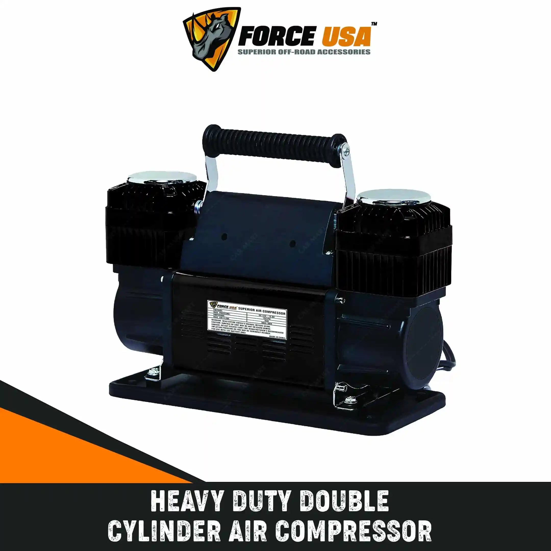 Force USA Heavy Duty Double Cylinder Air Compressor Max 150PSI - Grey ...