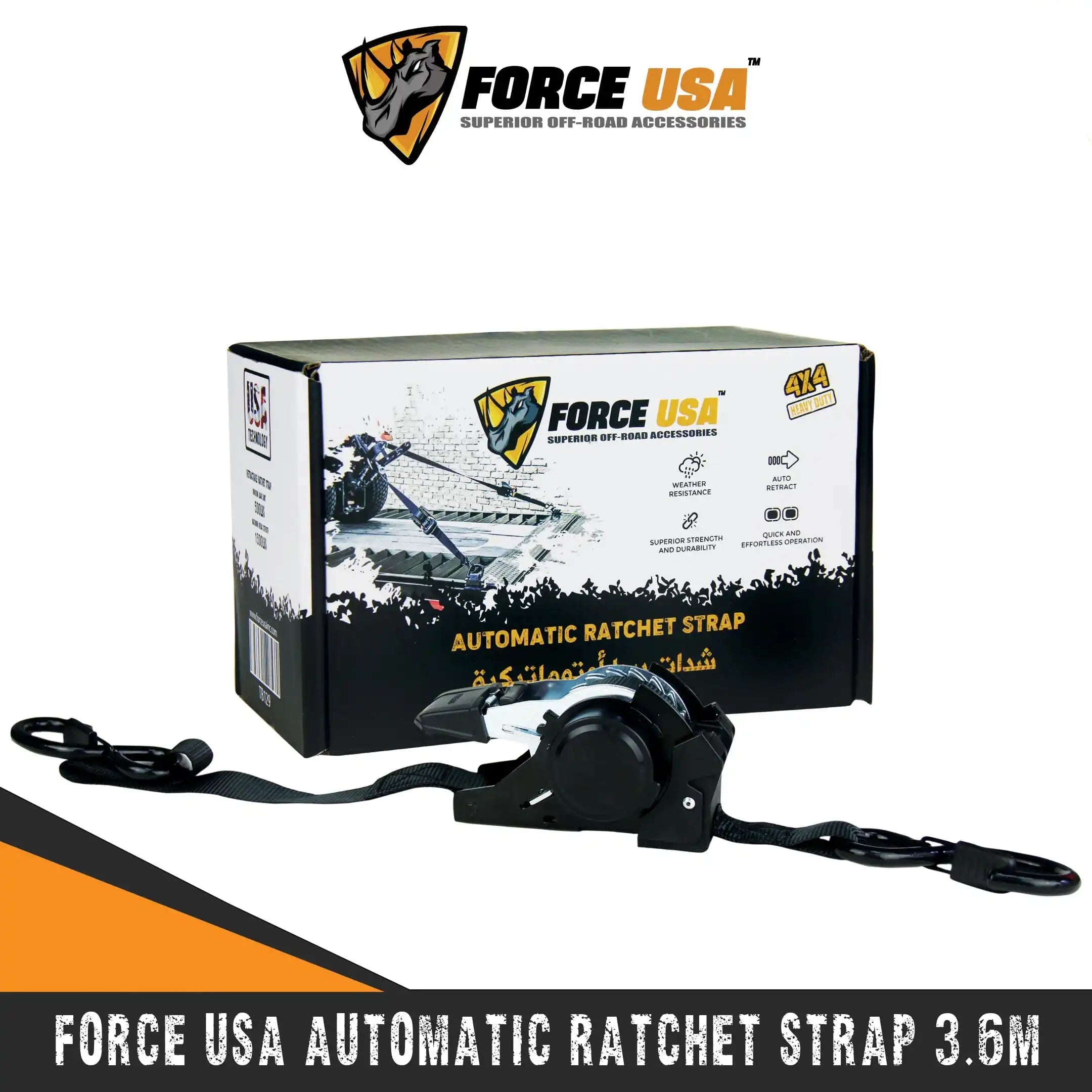 Force USA Automatic Ratchet Strap 3.6M – Evolution Wheel & Tyre Online ...