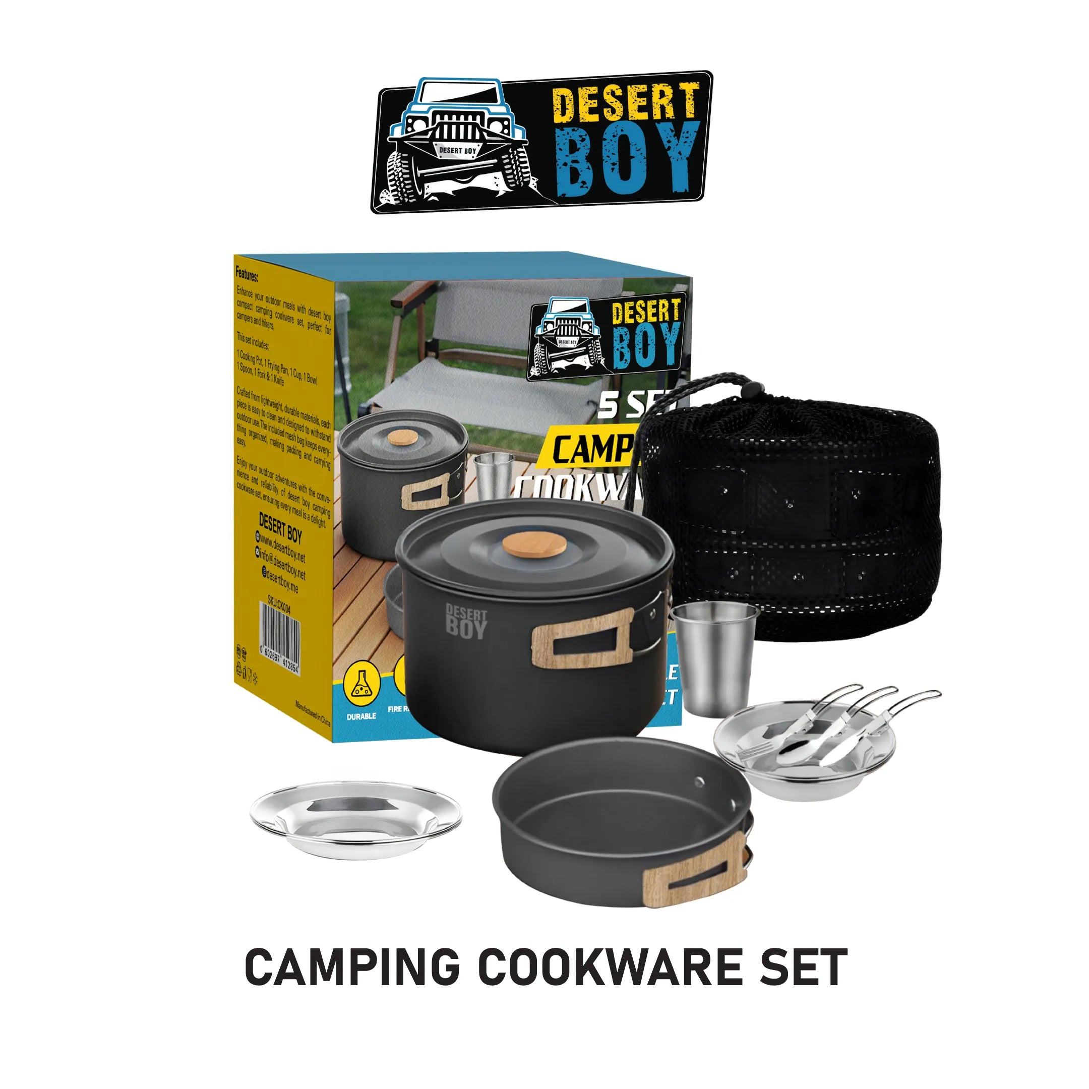 Desert Boy Camping Cookware Set - 5 Piece – Evolution Wheel & Tyre ...
